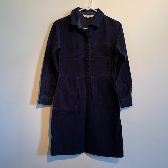 People Tree | Dresses | People Tree Corduroy Shirt Dress In Navy Blue ...